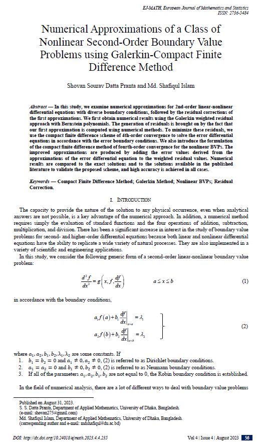 Numerical Approximations of a Class of Nonlinear Second-Order Boundary Value Problems using ...